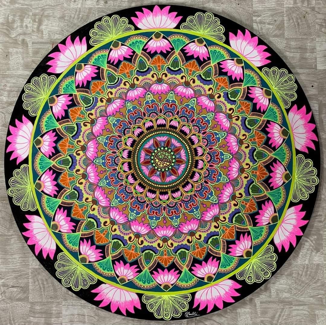 Lippan Art, Mandala Art, Acrylic Painting created by Shubhi Dubey