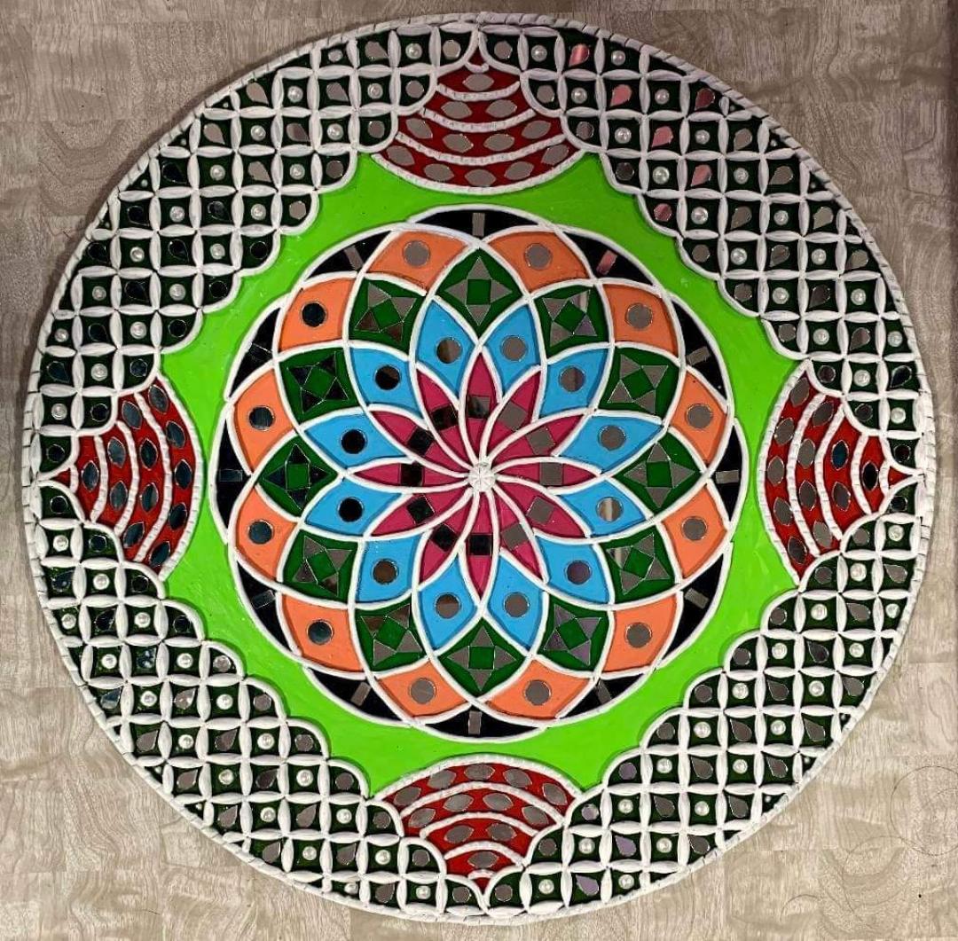 Lippan Art, Mandala Art, Acrylic Painting created by Shubhi Dubey