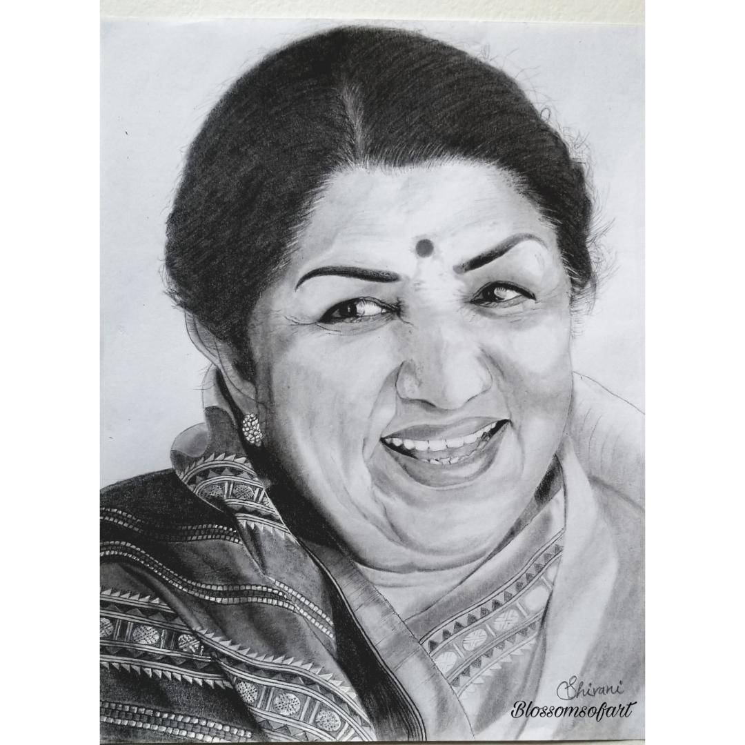 Swar kokila Lata manageshkar ji sketch created by Shivani Kankane
