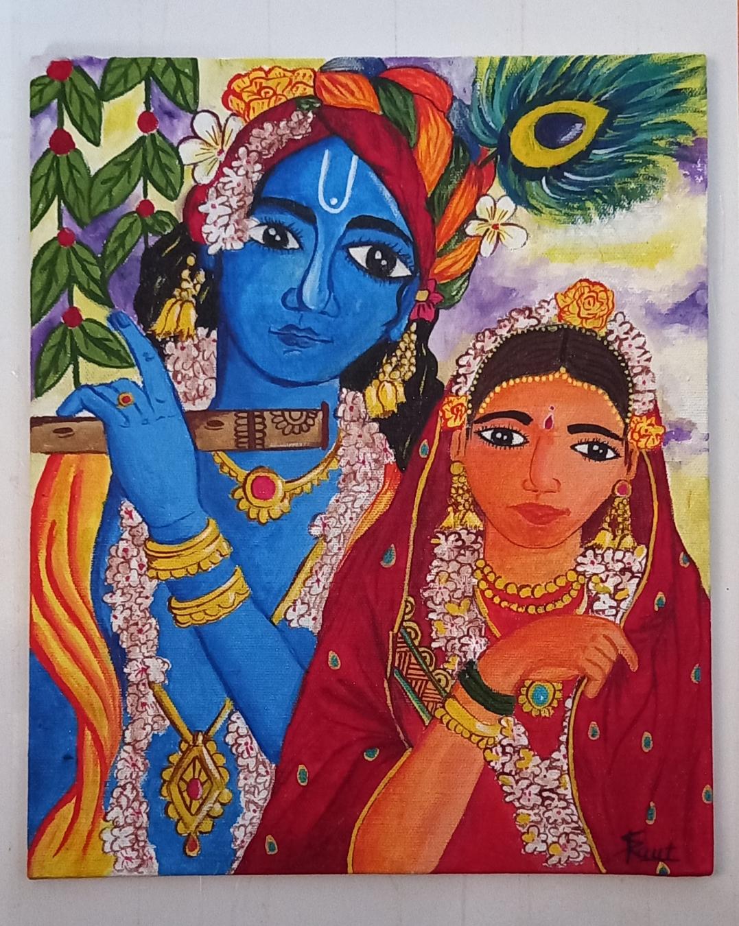 Radha krishna painting created by Shravani Prafulla