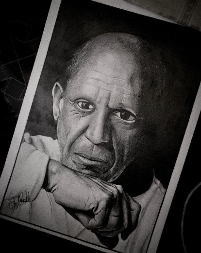Pablo Picaso Pencil Sketch created by Baliram Pandit