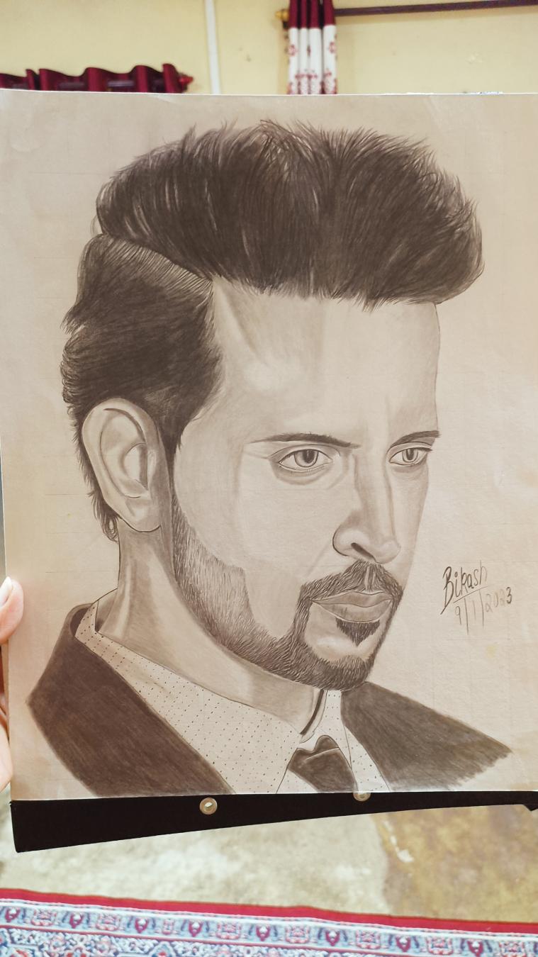 Hrithik Roshan portrait created by Bikash Majhi