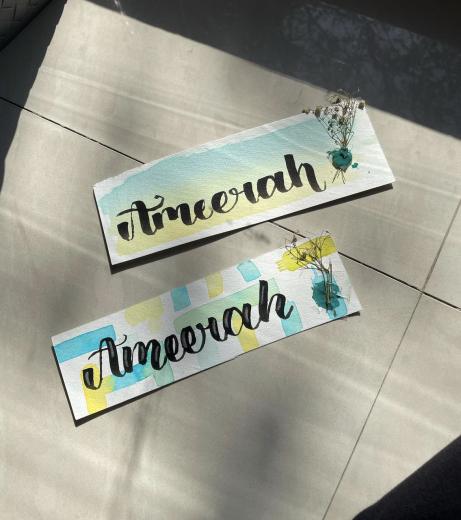 Calligraphy name tags created by Ameerah