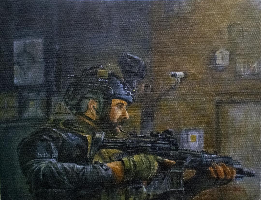 Acrylic Painting of a Soldier created by ARUN KUMAR