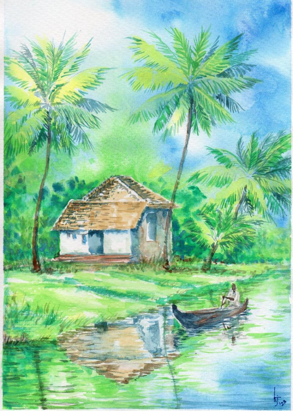 Kerala backwaters created by Kamlesh Jeeneea