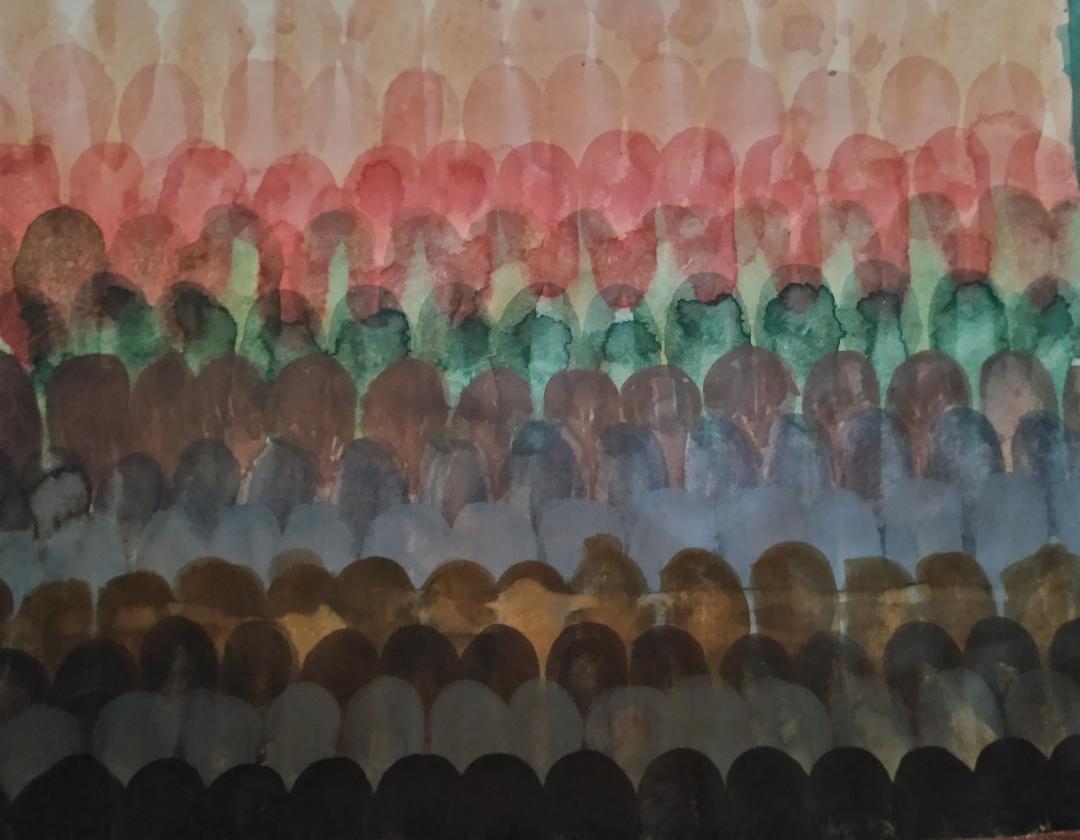 Thumbprint Crowd Painting created by Yashi Kumawat