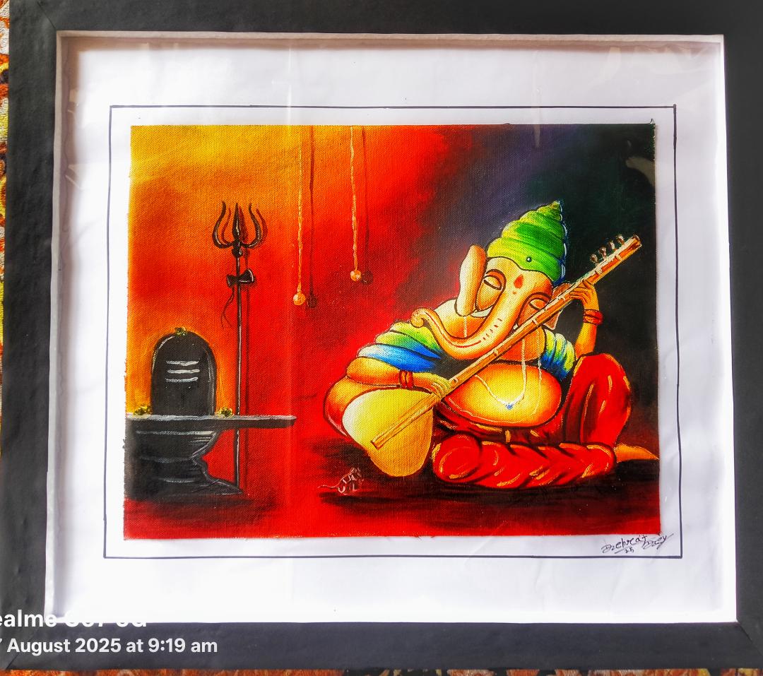 Devine Ganesh painting created by Debraj Dey