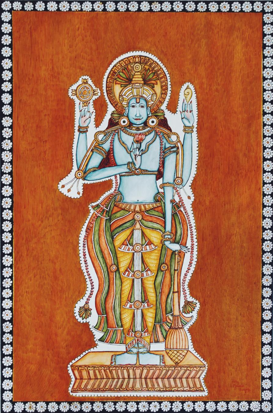 Sree Maha Vishnu Kerala mural art created by Bellalas Artistry