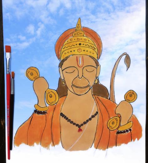 HANUMAN JI ABSTRACT PAINTING created by Samarth Agrahari