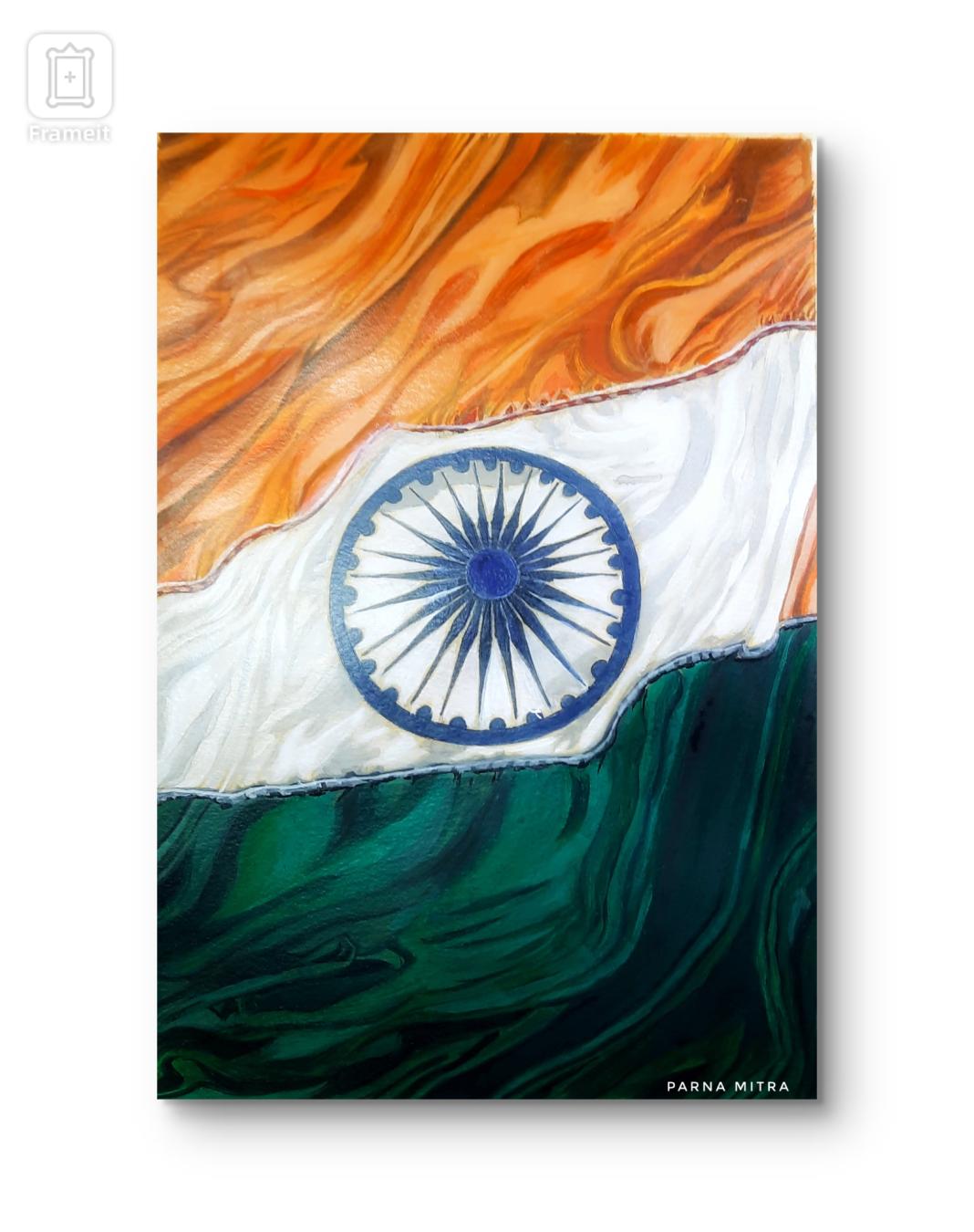 Silk textured Indian tricolor flag created by Parna Mitra