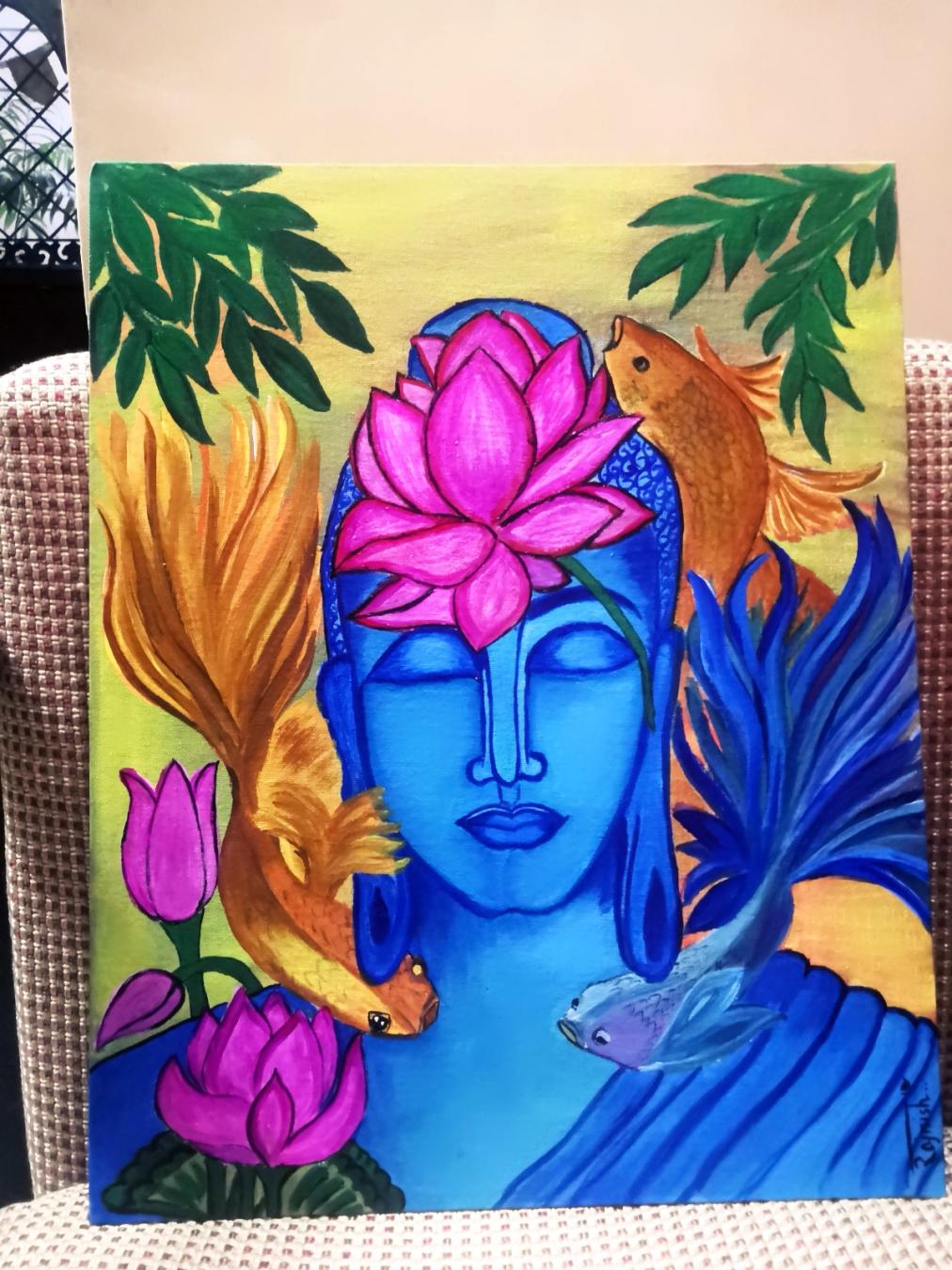 vrindavan, pichwai art, budham sharan, sunset created by Rajnish Mishra