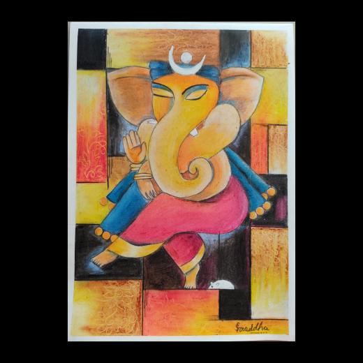 Abstract Ganesha painting created by Shraddha parekh