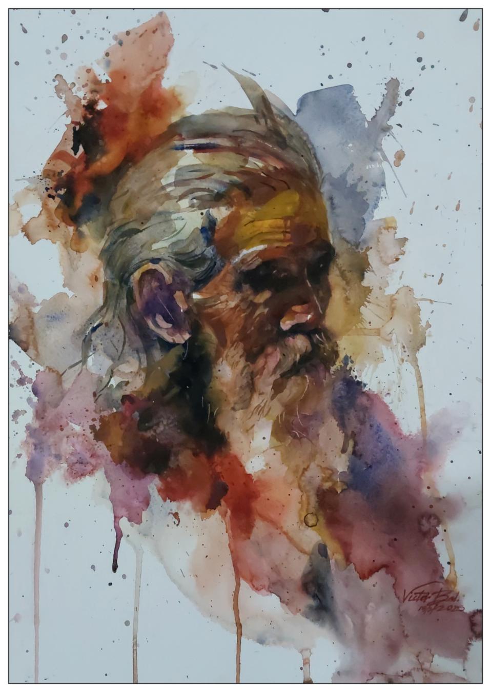 Portrait of a sadhu created by Victor Bal