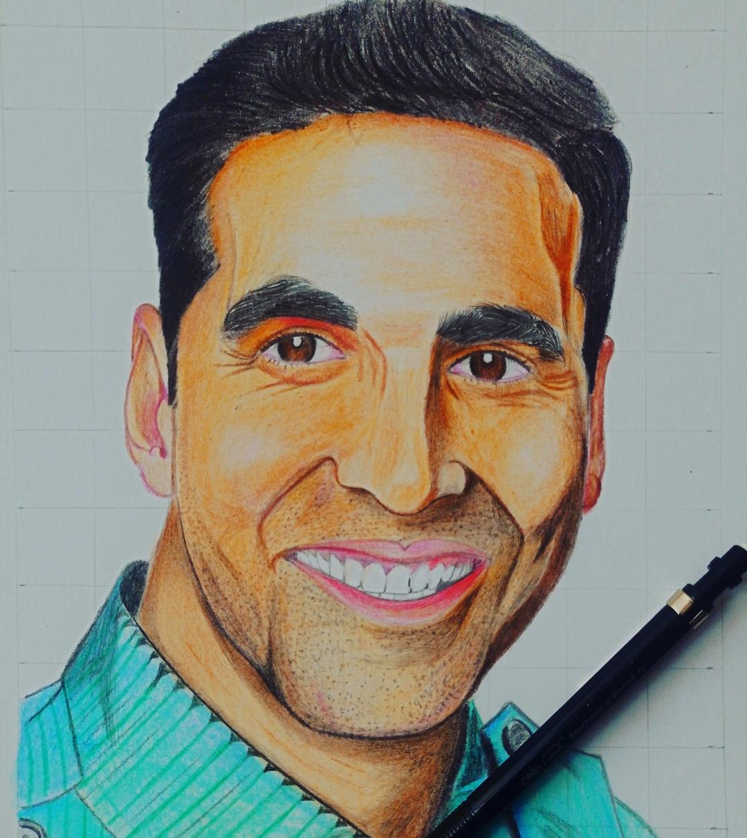 Akshay kumar drawing with color pencil created by Mr. Artist