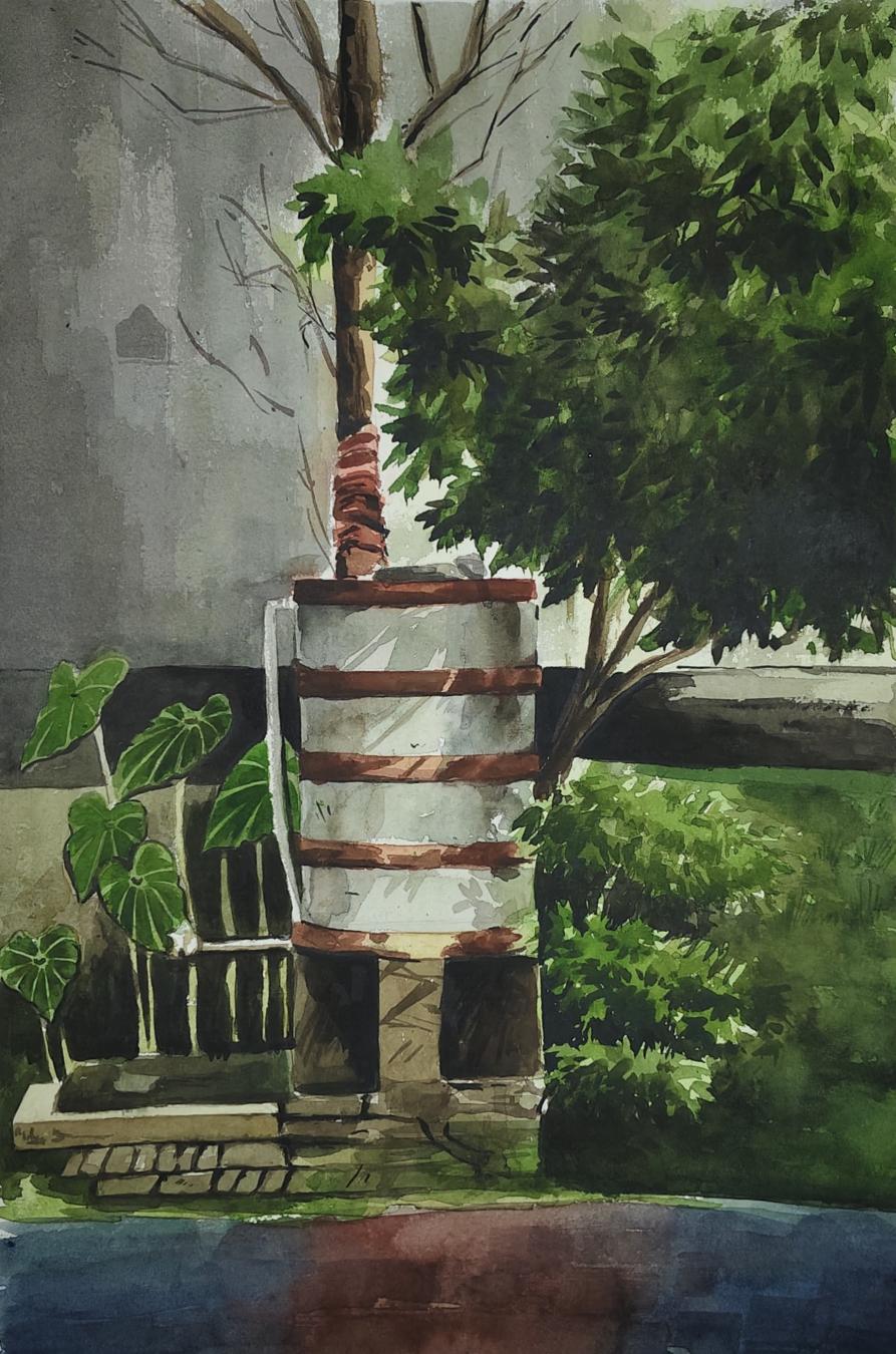 Watertank live watercolour study created by R Swain