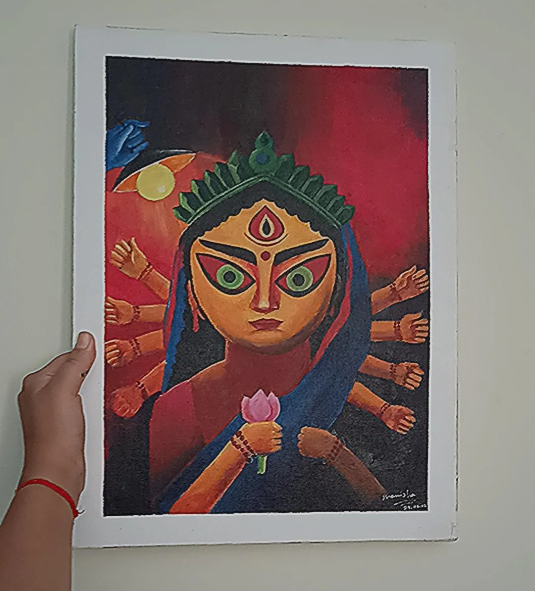 Mic combination of acrylic and sketch created by Manisha Chatterjee