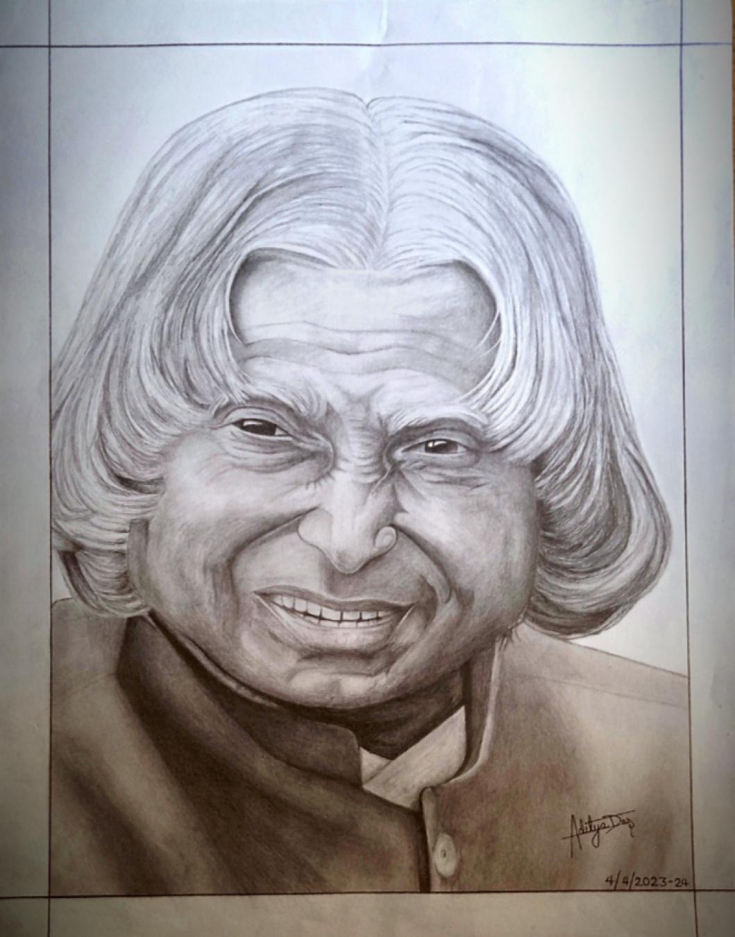Sketch of Abdul kalam ji created by Aditya Das