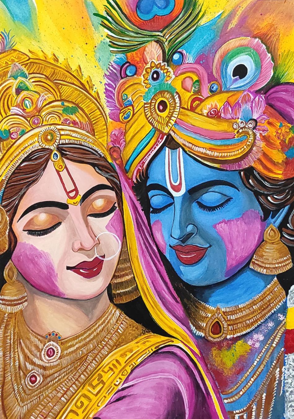 Radha krishna painting created by Simran Gupta
