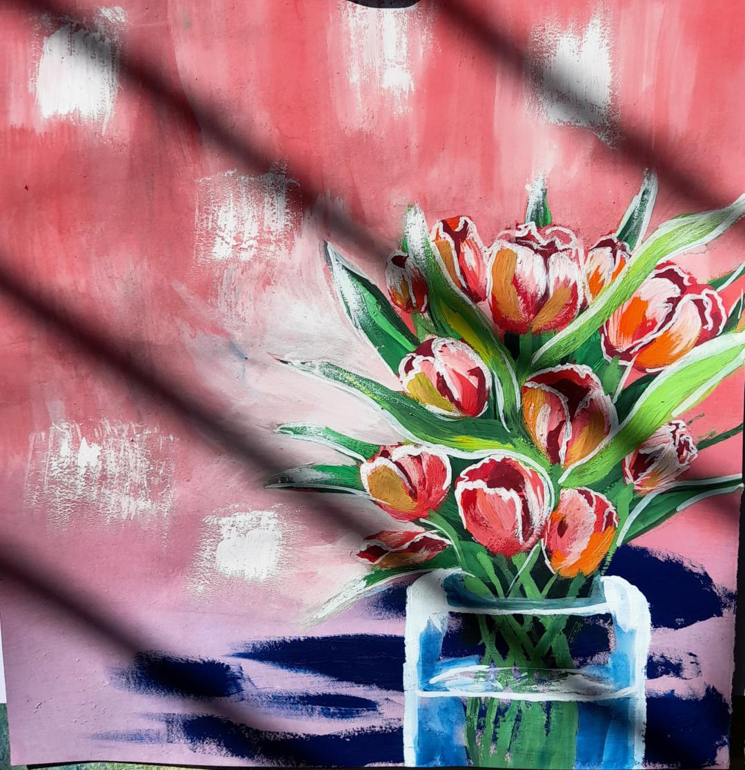 Tulip canvas painting created by Shruti pravin