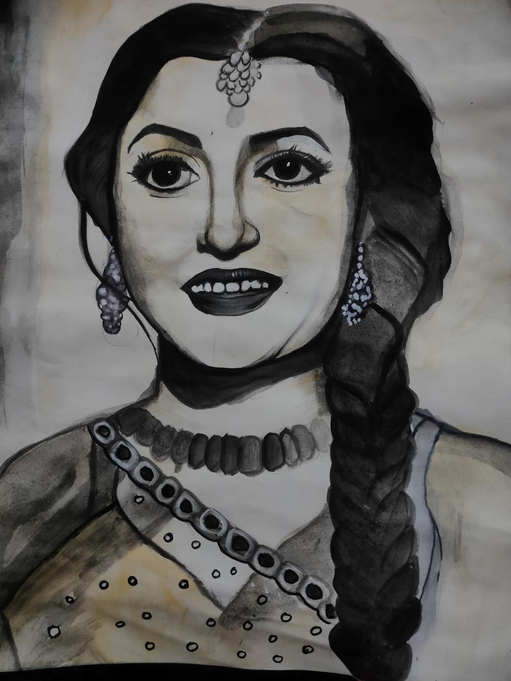 Madhubala sketch created by Anushka Shrivastava