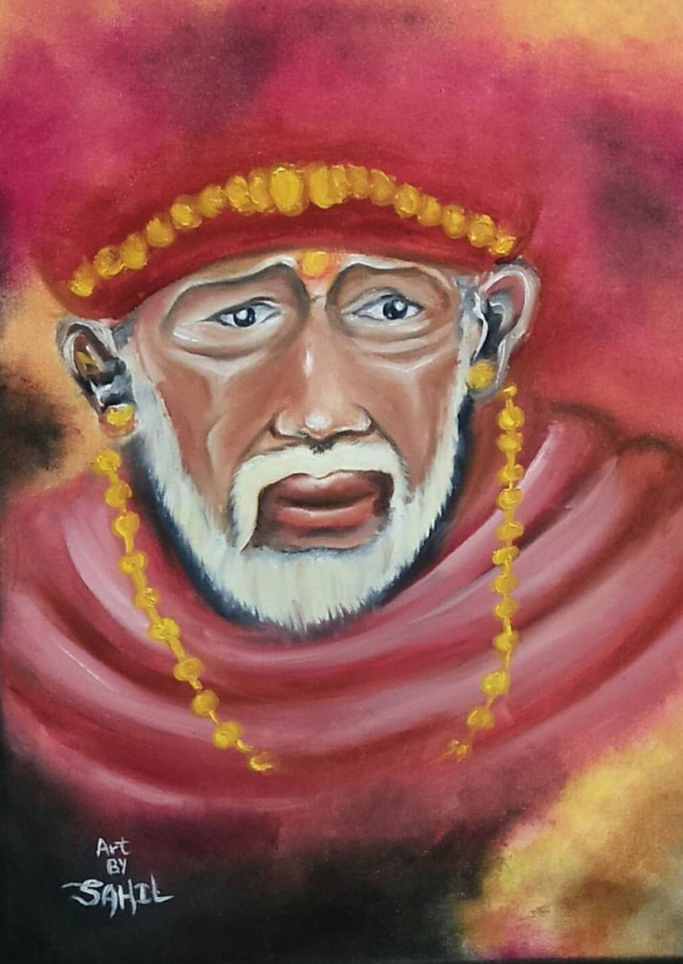 Face painting/ landscape/portrait/guru painting created by Sahil Sharma