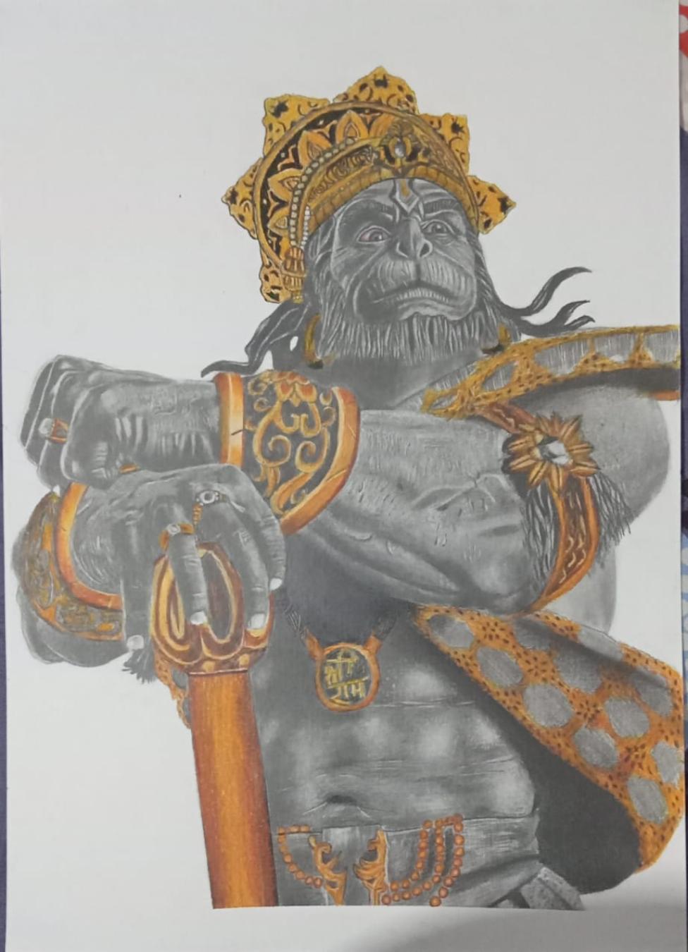 Lord Hanuman ji Drawing created by Prashant Arts