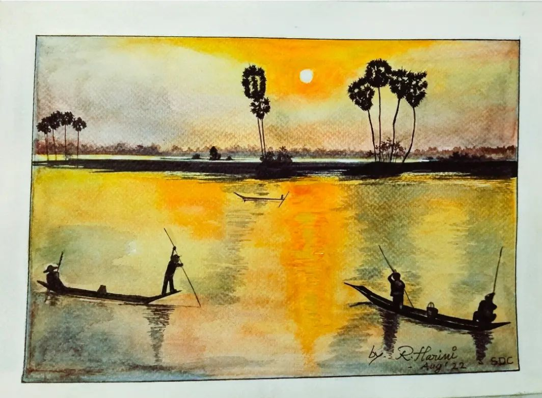 Landscape watercolor created by Harini Ravi