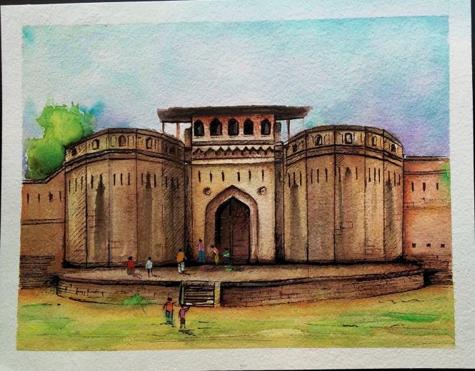 Shaniwar wada watercolour painting created by Gitesh Dosi