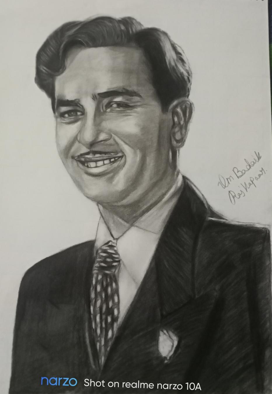 Raj kapoor realistic drawing created by Om Badaik