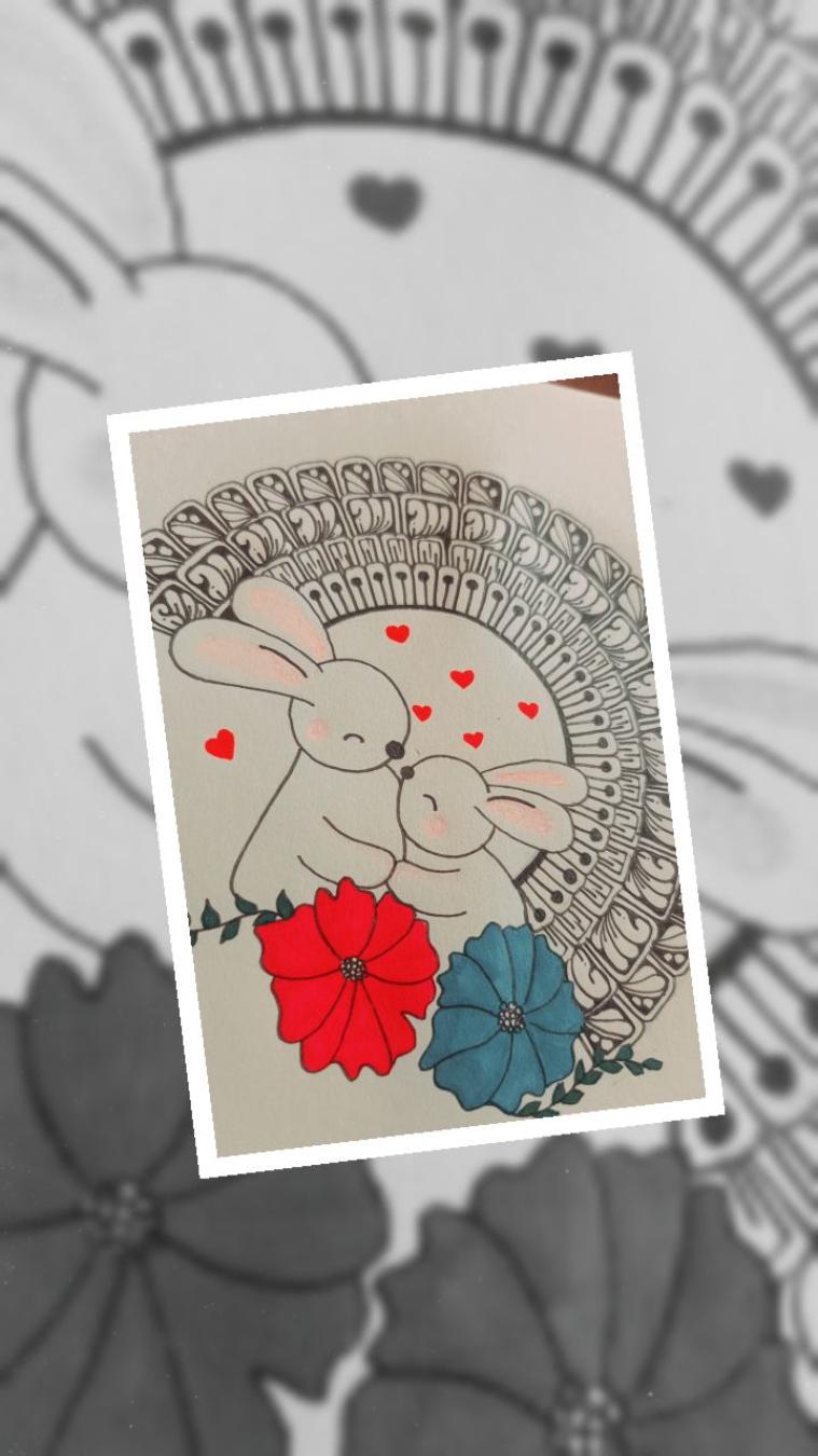 Cute rabbits mandala art created by Monika Bhandari