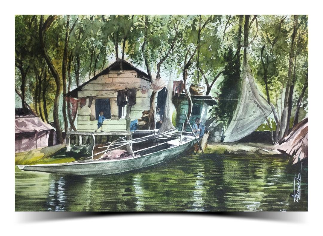 Fisher House and boat created by Ramesh Sharma