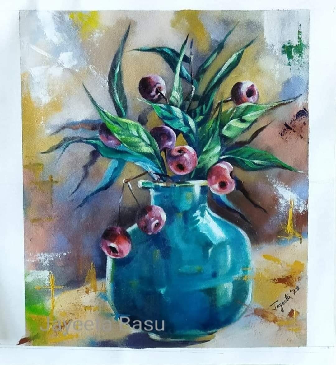 Lady with peacock feather created by Jayeeta Basu