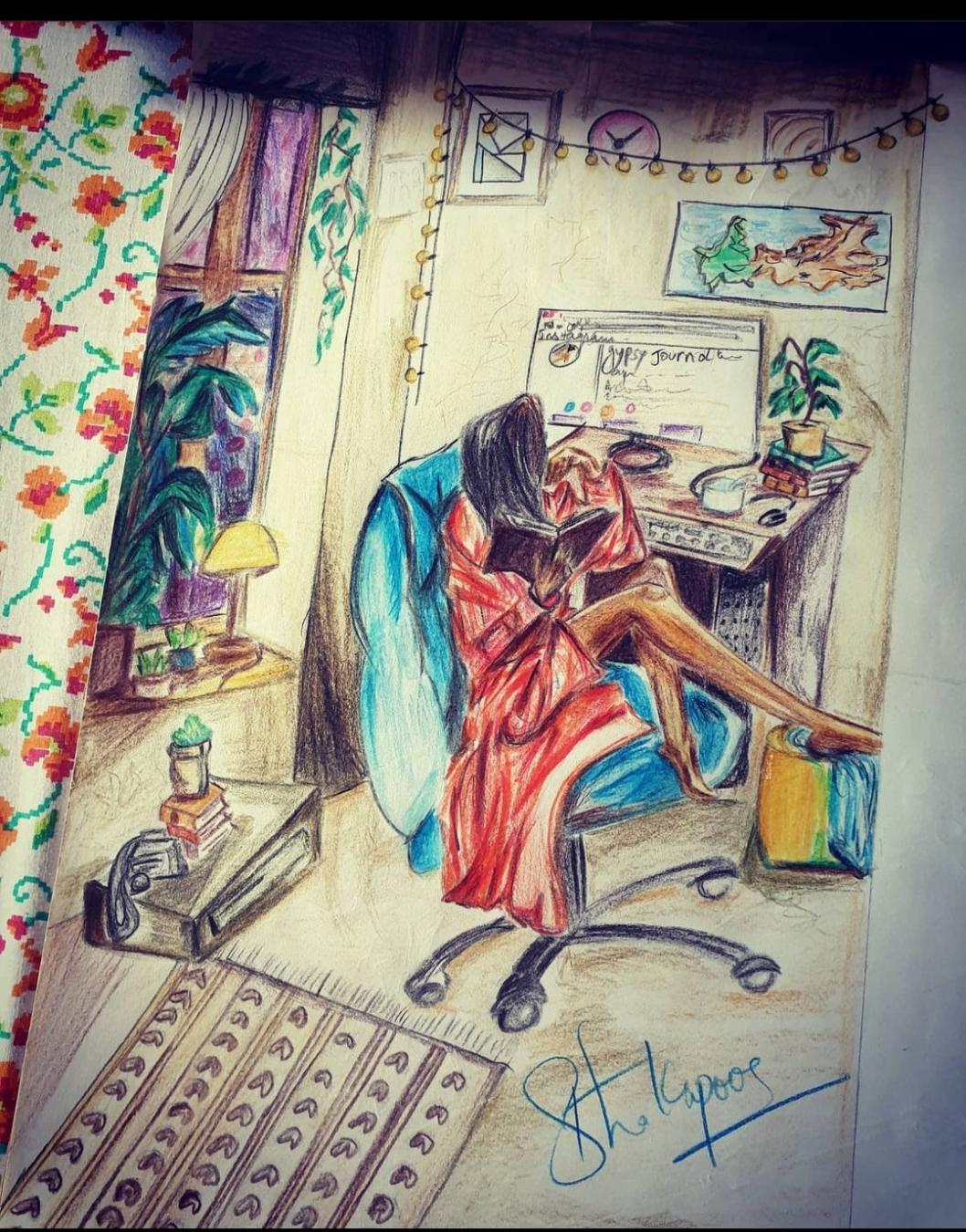 The work from home window created by Isha Khanna