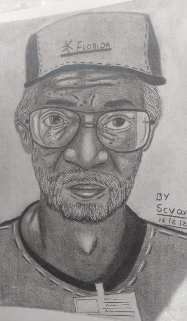 Realistic Old Man Drawing Sketch Of Casual Elderly Man Standing Alone