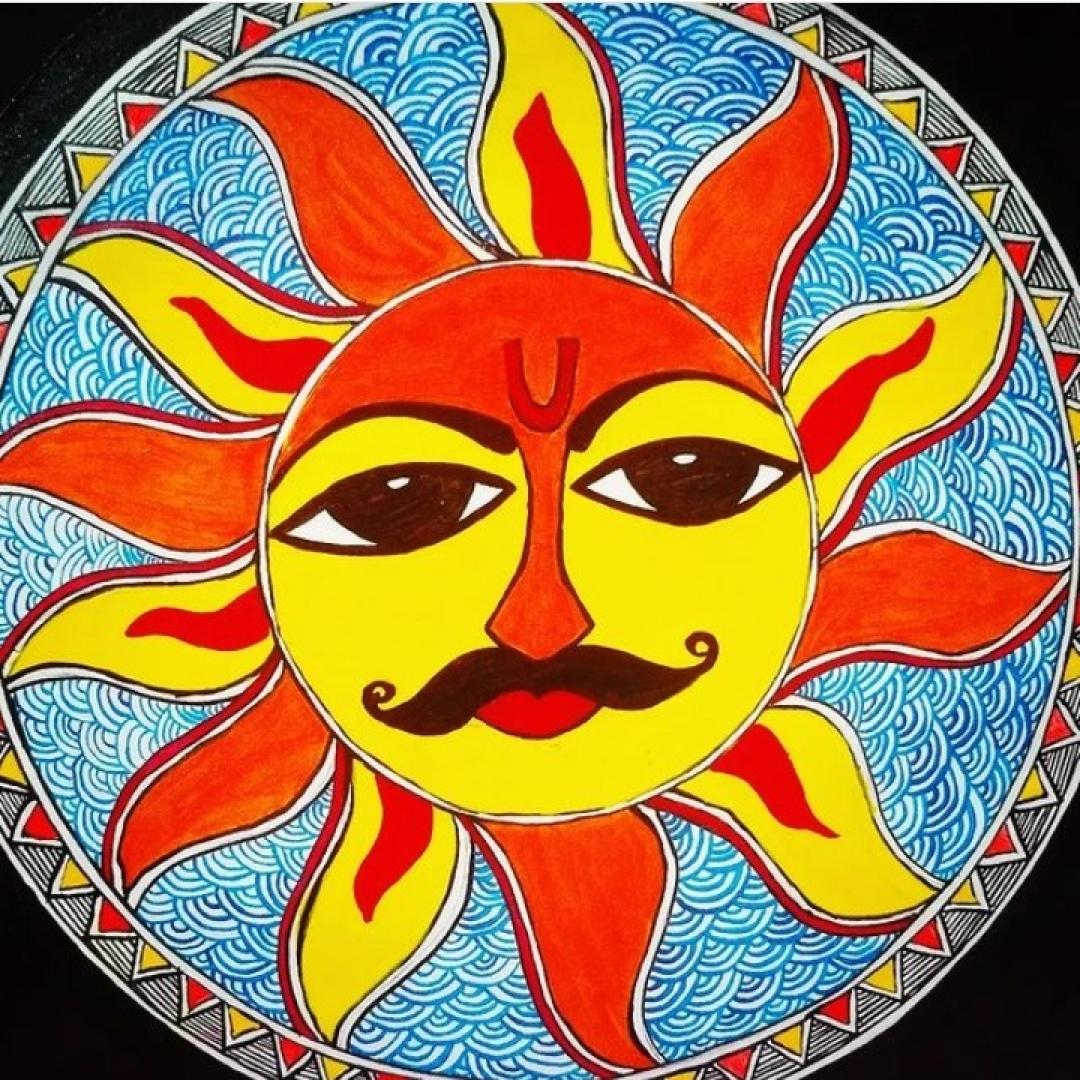 Madhubani painting(eternal painting) created by Sonam