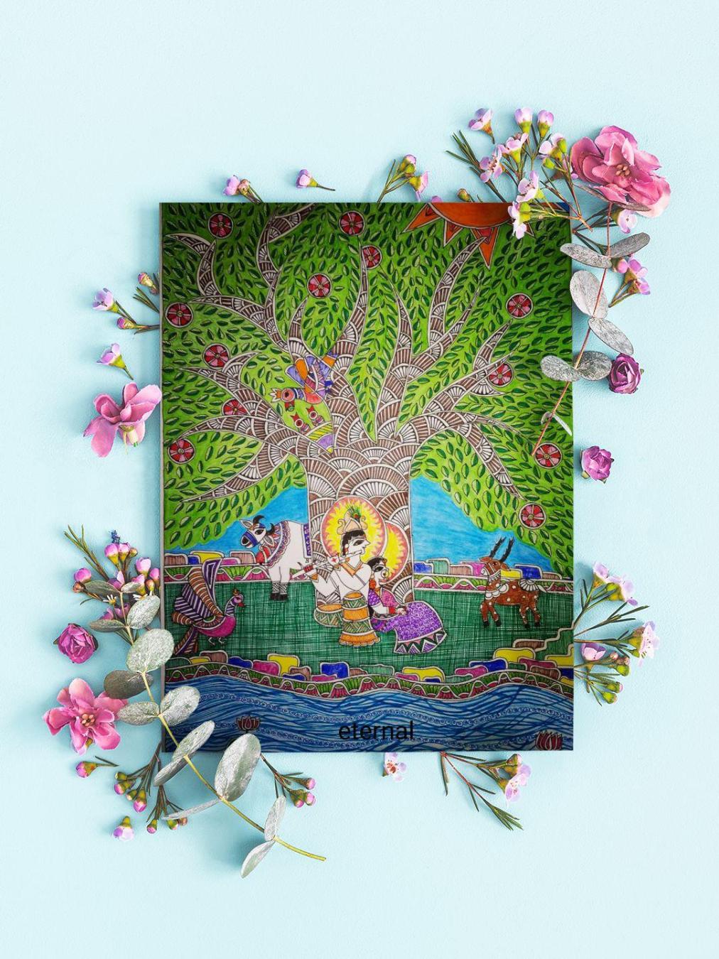 Madhubani painting(eternal painting) created by Sonam