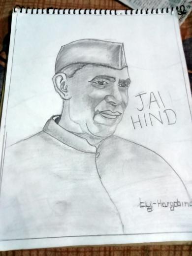 Kantara Drawing And Pt.Jwaharlal Nehru Sketch created by Hargobind Singh