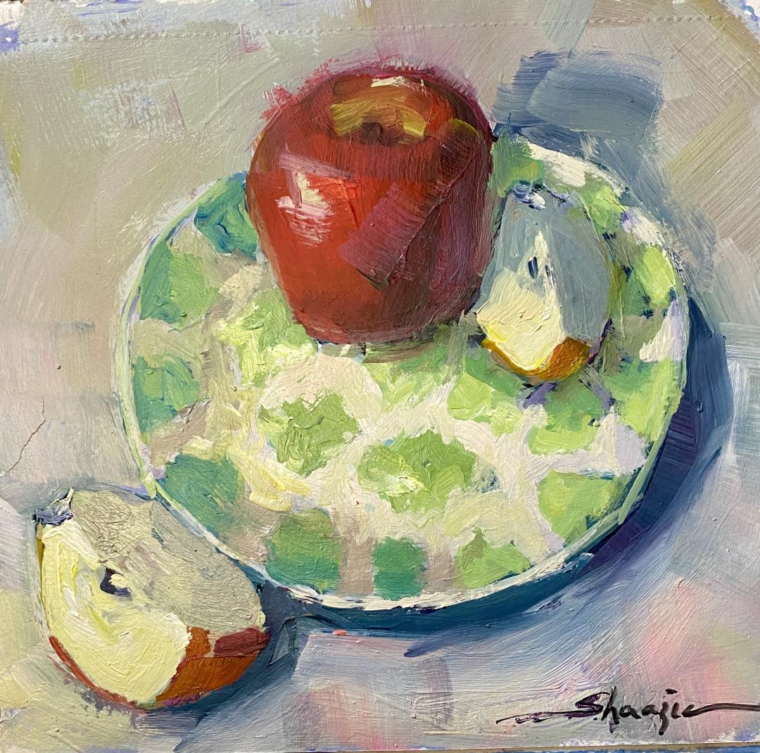 Apples on a plate created by Conversations Canvas