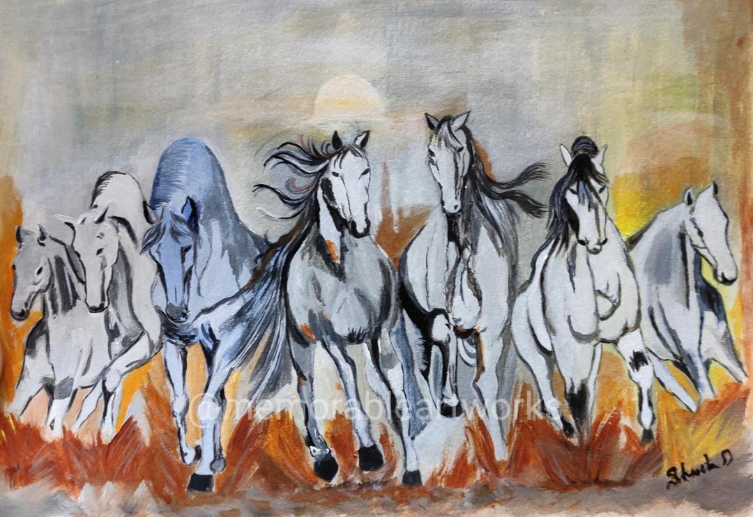 Seven Horse Painting created by Shweta Devadiga