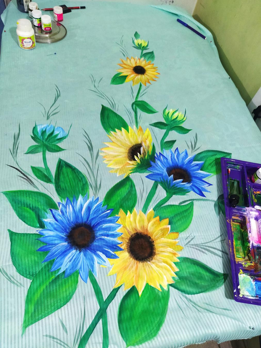 Hand Painted suit created by Rashpal Kaur