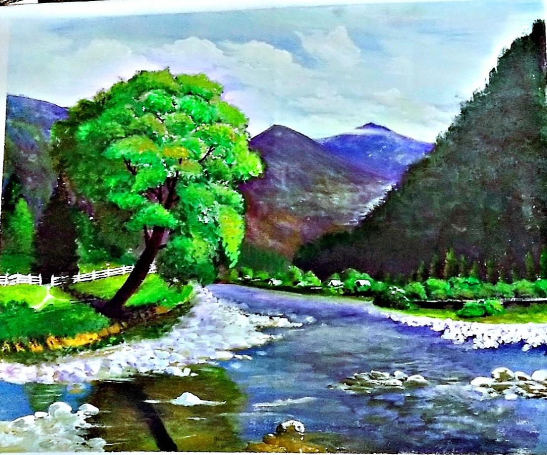 Canvas landscape paintings created by Samra Firdous