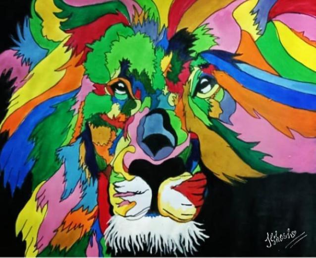 Multicolor Lion Potrait created by Jayita Ghosh