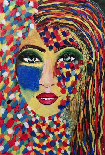 Abstract Face Acrylic handmade painting on canvas created by Soniya Singh