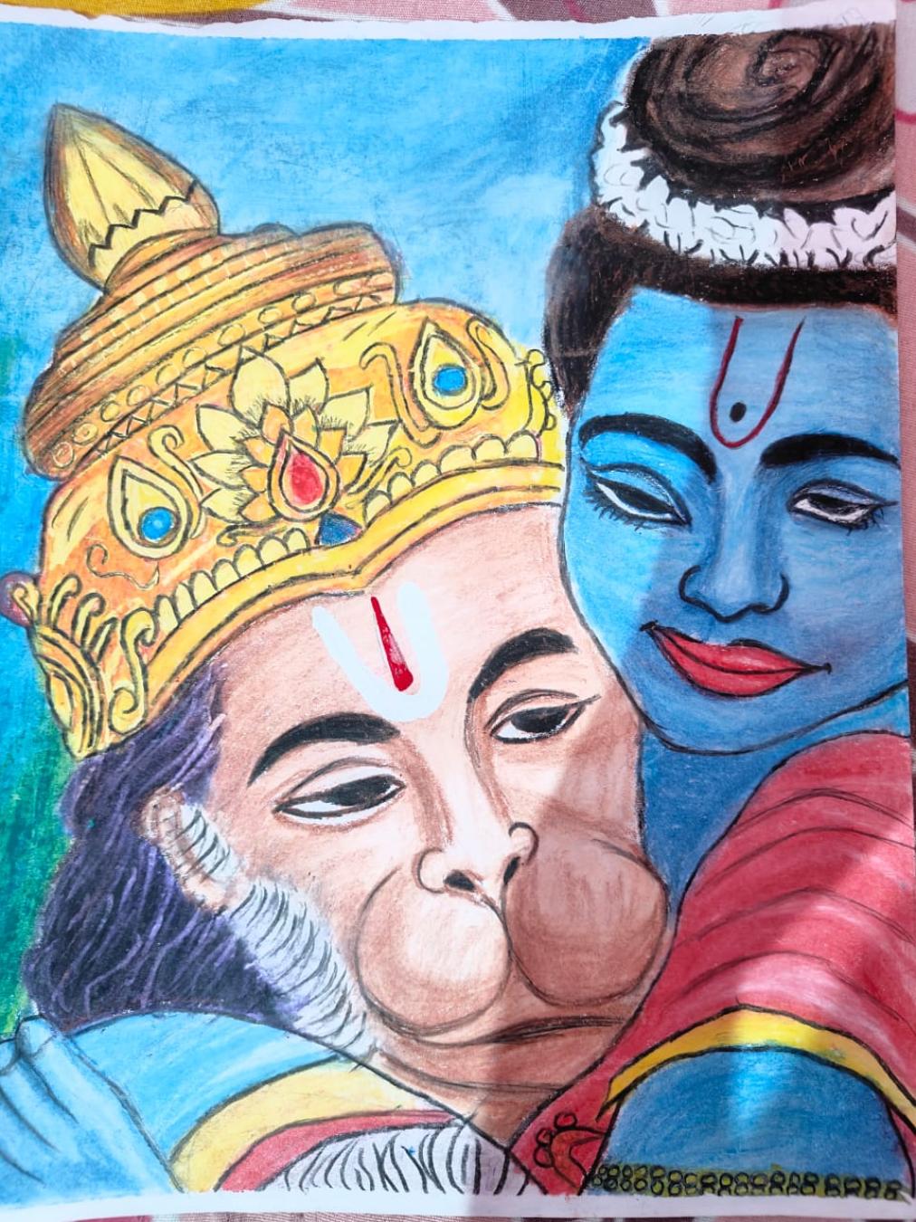 Shree ram ji and hanuman ji ki drawing created by Jitendra Prajapati