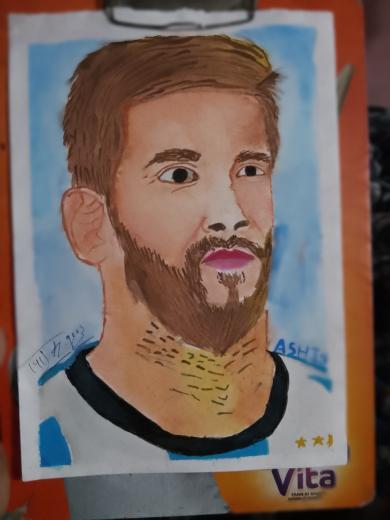 Messi portrait drawing created by Ashish Kumar