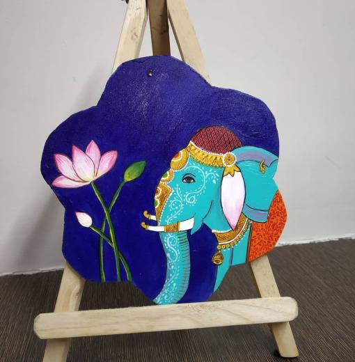Pichhvai elephant on MDF created by Hiral Trivedi