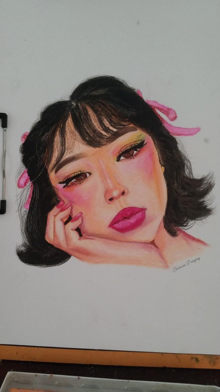Oil Pastels Portrait created by Shaswati Panging
