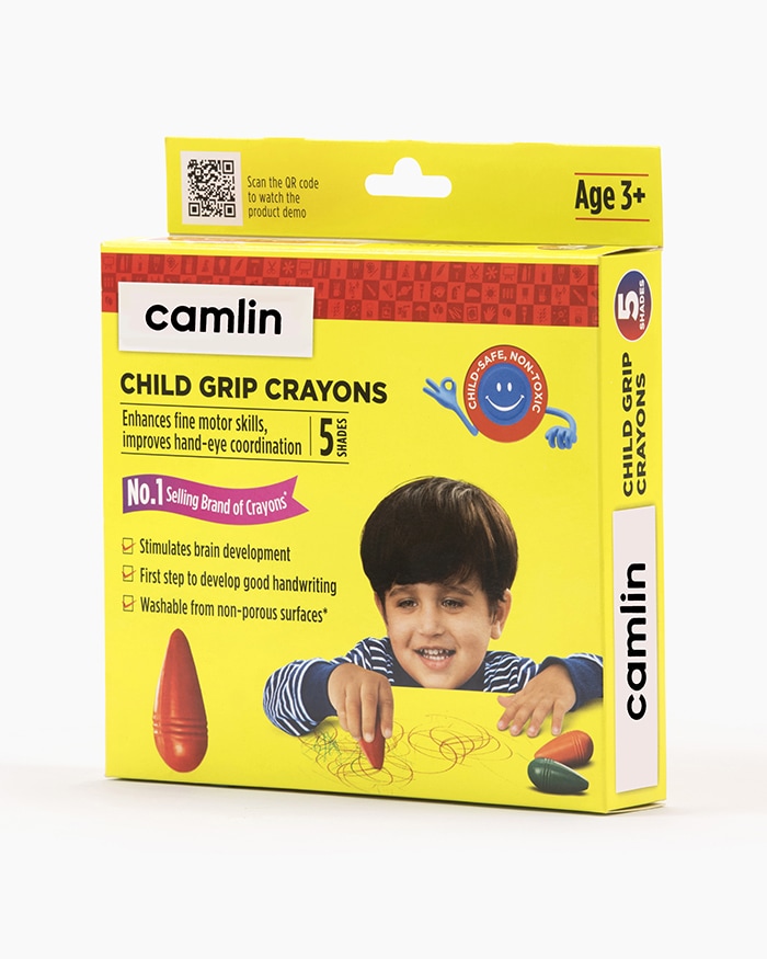 Buy Camlin Child Grip Crayons Assorted pack of 5 shades | Kokuyo Camlin