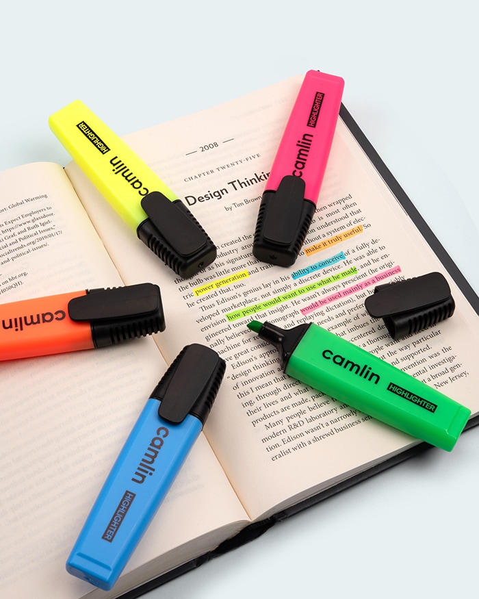 Buy Camlin Highlighters Assorted pouch of 5 shades | Kokuyo Camlin