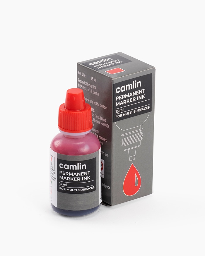 Buy Camlin Permanent Marker Ink Individual bottle of 15 ml in Red shade ...